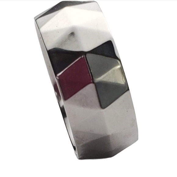 Jewelry | Silver Stainless Steel Triangle Edged Band Ring Sizes 55 8 ...